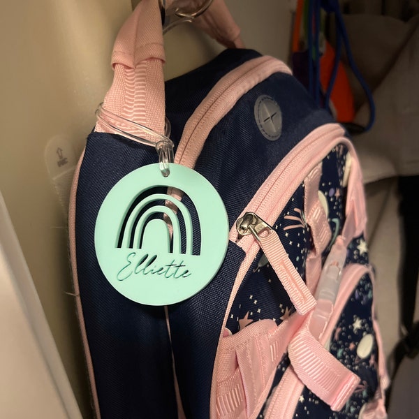 Personalized Rainbow Back Pack Tag, Acrylic Backpack Name Tag,daycare ...