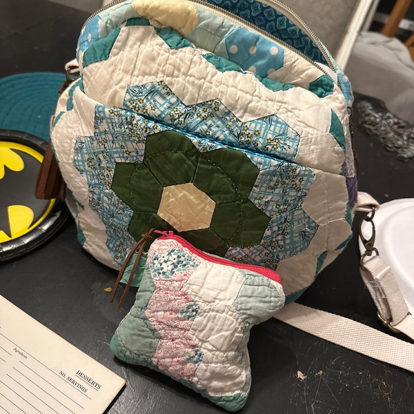 Vintage Quilt Block Patchworked Crossbody/ Fanny Pack Feedsack Lining ...