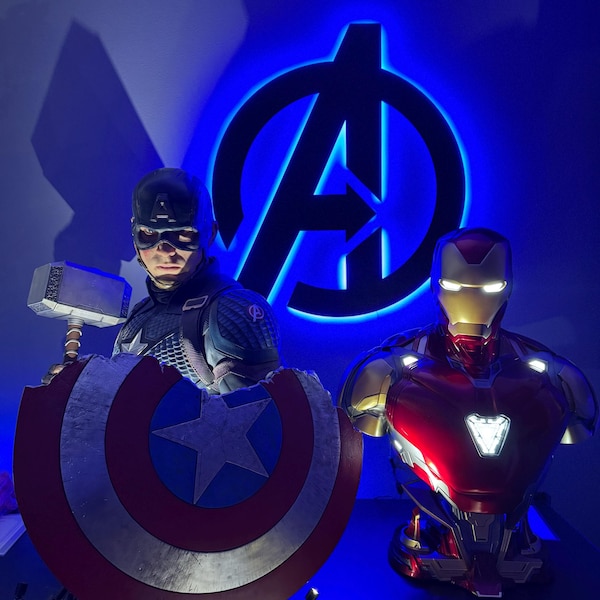The Avengers RGB Sign, Super Heroes Led Lighted Sign, Metal Avengers ...