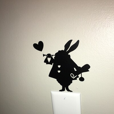 White Rabbit Velvet Sticker Fabric Bunny Rabbit Wall Decal Alice's ...