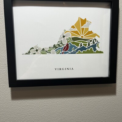 Virginia Physical Art Print State Wall Art 5x7, 8x10, 11x14, 16x20 ...