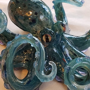 Blue Blown Glass Octopus Sculpture - Etsy