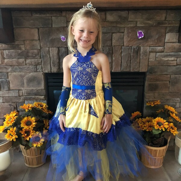 Descendants Girls Dress Costume Mal Descendants 2 Coronation Yellow ...