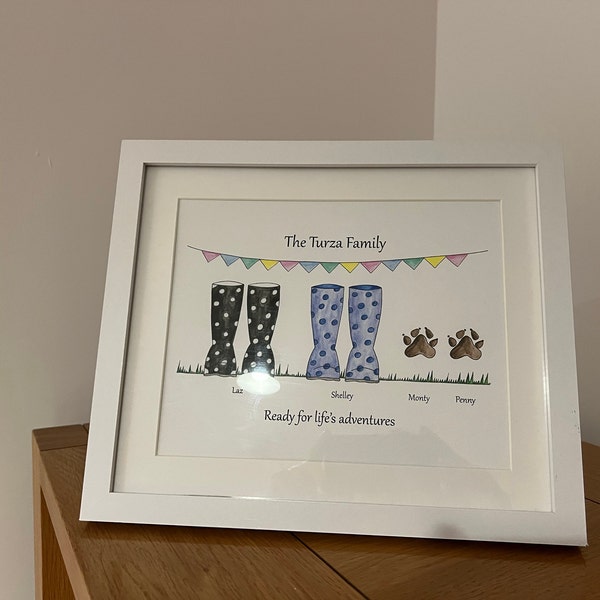Create Your Own Family Print, Custom Welly Boot Print, Personalised ...