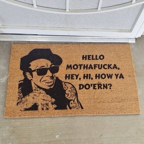 Rap Doormat, Welcome Mat, Funny Doormat, Hello Mothafucka, Hey, Hi, How ...