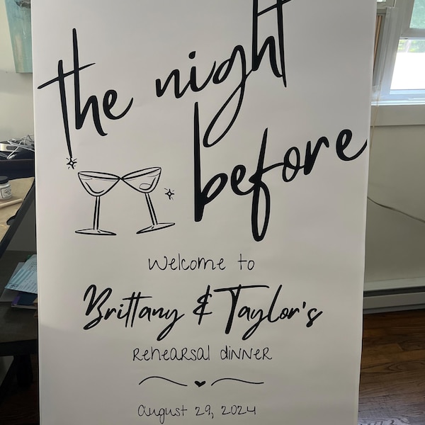 Hand Drawn Rehearsal Dinner Welcome Sign Template, Line Illustration ...