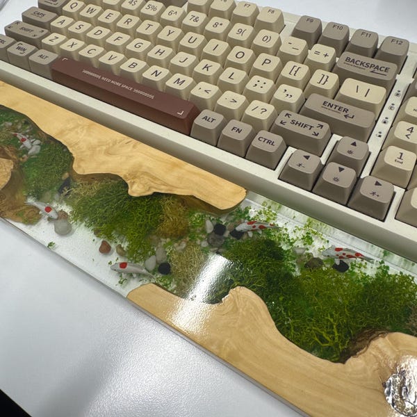 Handmade River Koi Pond Resin Wrist Rest, Wood Keyboard Rest - Etsy