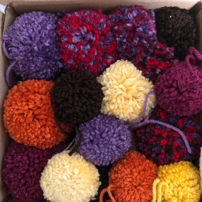 Floral Pom Pom Keychain Two Sizes Customizable Bulk Pom - Etsy