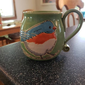 Ceramic Happy Bird Mug, Pottery Mug, Fathers Day Gift Graduation Gift ...