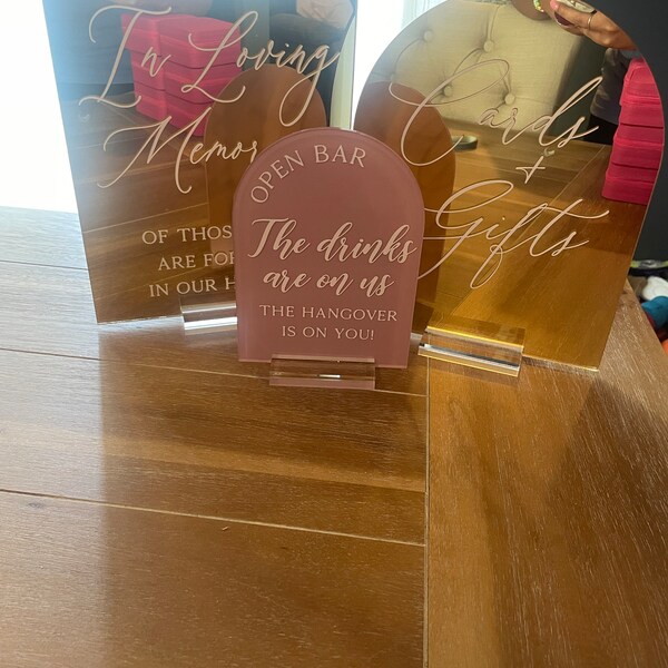 Cards and Gifts Acrylic Mirror Arched Sign | Modern Acrylic Sign ...