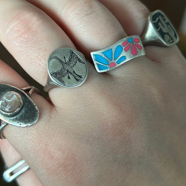 Albatross Signet Ring, the Great Wandering Albatross Bird Ring, Oval ...
