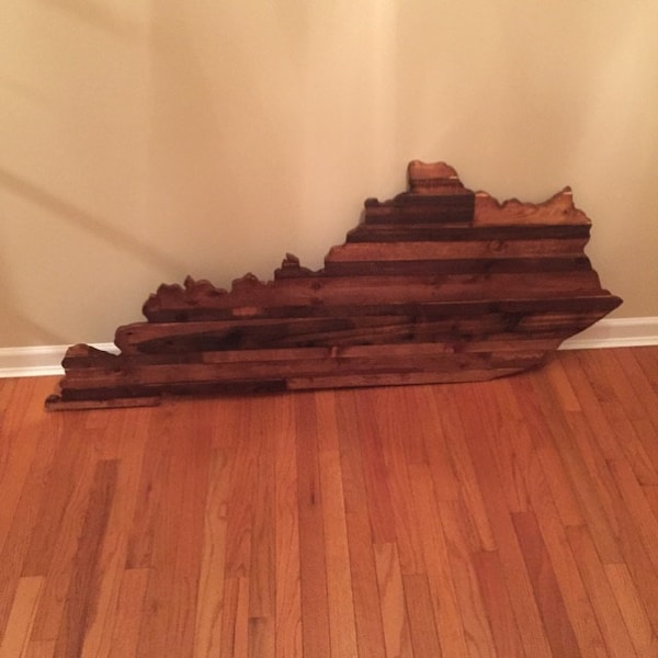 Kentucky Rustic Wood State Cut Out, Wooden Kentucky State Outline ...