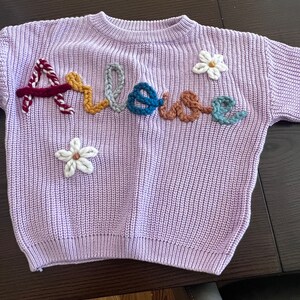 Hand Embroidered Custom Name Sweater - Etsy