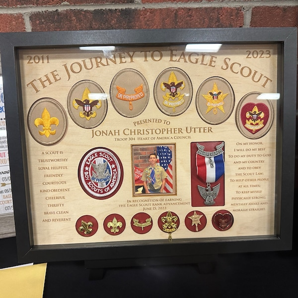 Journey to Eagle Plaque, 11x14 Wood Plaque, Eagle Scout Patches, Eagle ...