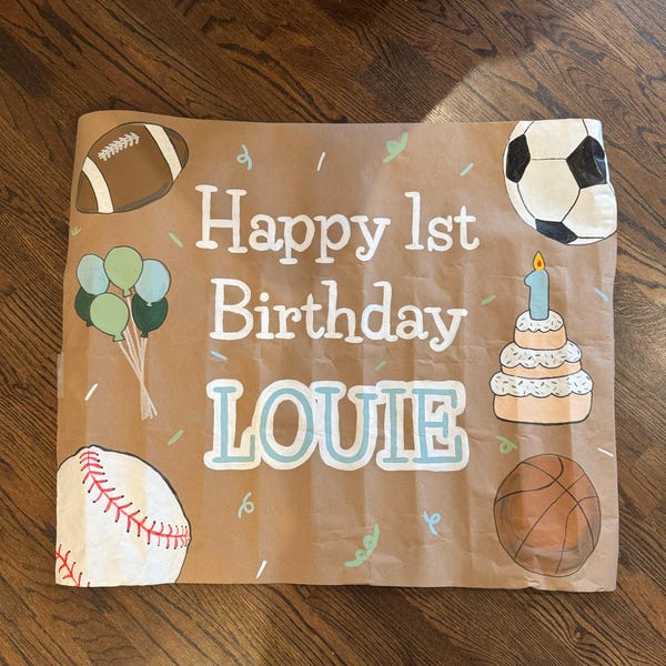 Personalized Sports Banner – Hand-painted Football, Basketball, Soccer ...