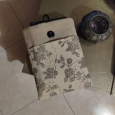 Linen Roses Book Sleeve, Embroidery Book Cover, Linen Flower Book Pouch ...