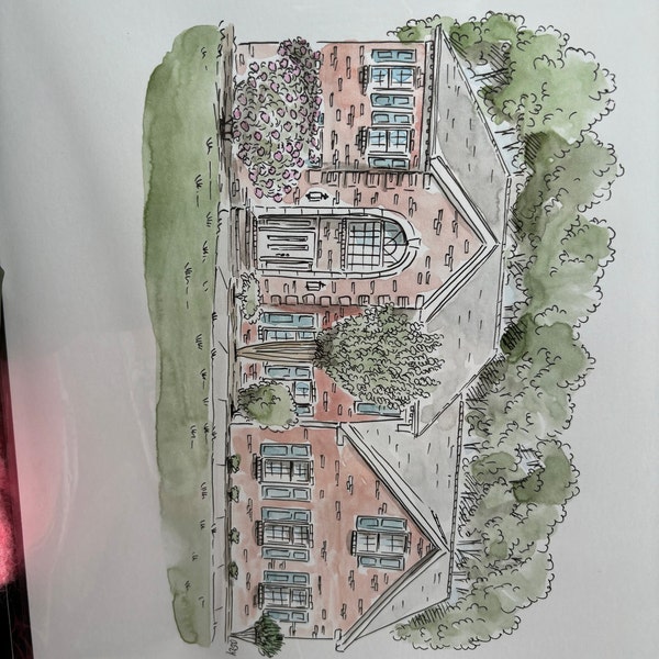 Custom House hand-drawn Sketch 8x10 Pen and Ink Drawing Doodle Bar Home ...