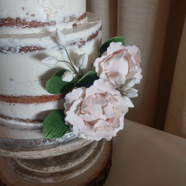 Deluxe Three 3 Rose Spray Cake Topper. Gum Paste Flowers Cake Toppers ...