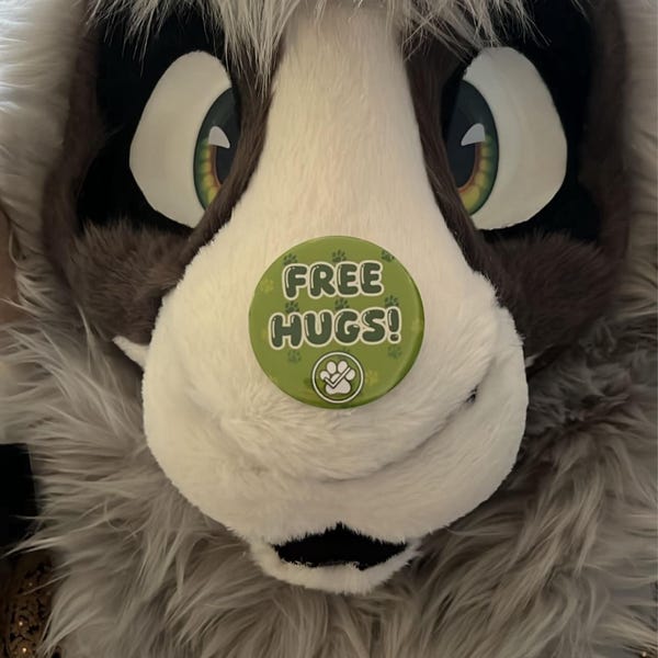 CAUTION Badges | Furry Nonverbal Communication Pin for Comic Cons ...