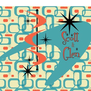 Mid-century Modern Starburst Digital Paper Mid-century Modern Atomic ...