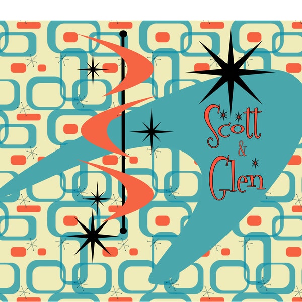 Atomic Starbursts Digital Paper | 1950s Atomic Pattern | Mid Century ...