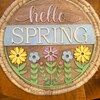 Hello Spring Flower Sign, Round Door Hanger Svg, Spring Welcome Sign ...