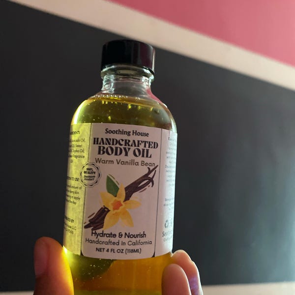 Handcrafted Warm Vanilla Bean Multi-use Body Oil for Smooth and Silky ...