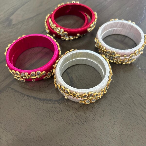 Silk Thread Bangles/baby Bangles/kids Bangles/maggam Work Bangles/pearl ...