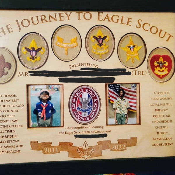 Journey to Eagle Plaque, 11x14 Wood Plaque, Eagle Scout Patches ...