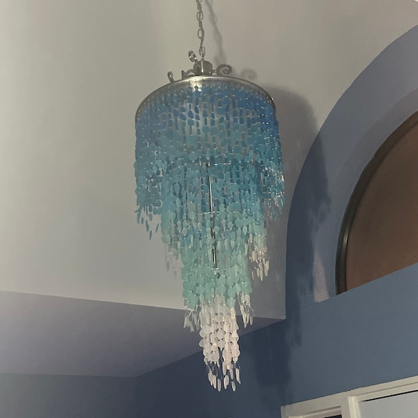 Transitional Beach Glass Sea Glass Chandelier Lighting Ceiling Fixture ...