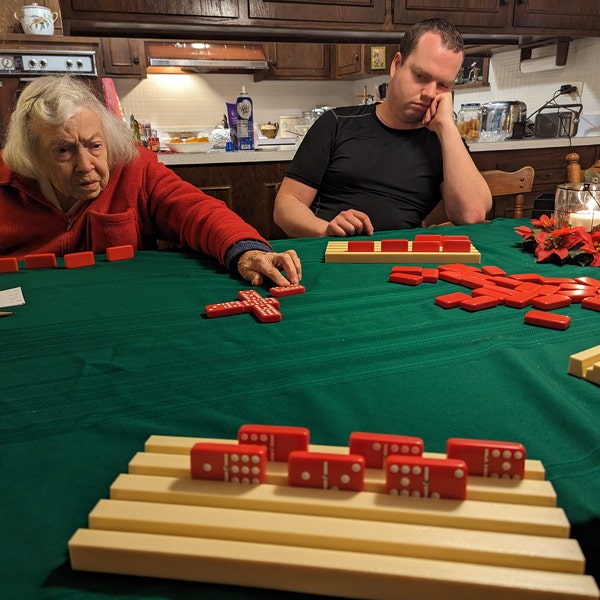 Candy Paint Marble Finish Double 6 Blue & White Spinner Domino Set ...
