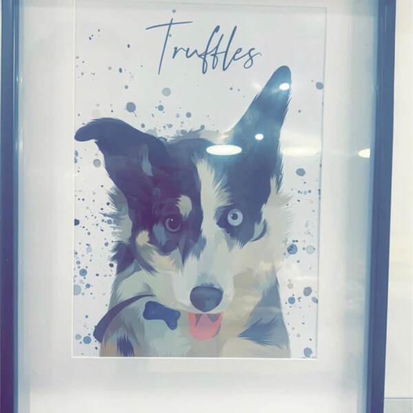Personalised Dog Portrait, Custom Pet Portrait From Photo, Dog Lover ...