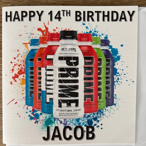 Personalised Prime Birthday Card , Prime Hydration Birthday Card ...