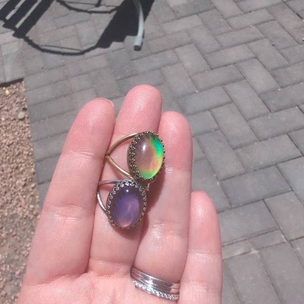 Silver Oval Mood Ring| Mood Jewelry | Silver Color Changing Mood Stone ...