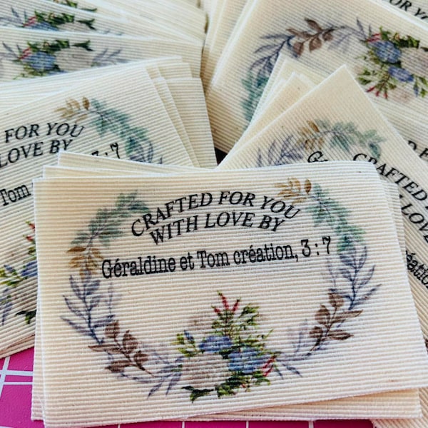 1000pcs Custom Cotton Labels Vintage Purple Color,fabric Cotton Labels ...