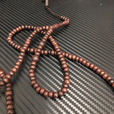 Nakshabandi Tasbih Small Tamarind Brown Wood 4mm Oval Prayer Beads ...