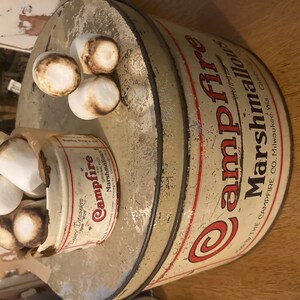 Mini Campfire Marshmallows Tin With Faux Marshmallows, Vintage ...