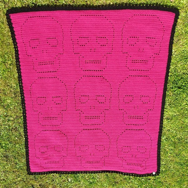 Skull Crochet Blanket Pattern, Filet Crochet Skull Blanket, Filet ...