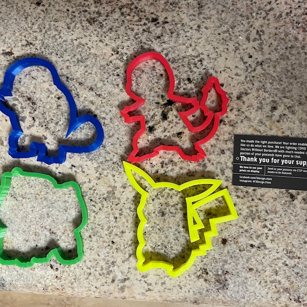 Pokemon Cookie Cutters - Full Set of 4 - Pikachu Charmander Squirtle ...