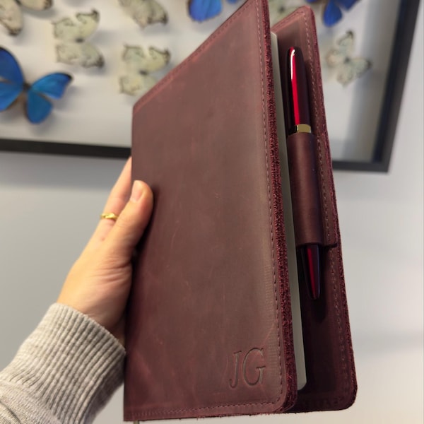 Leather Notebook Cover, Vintage Leather Journal Cover A5, Simple ...