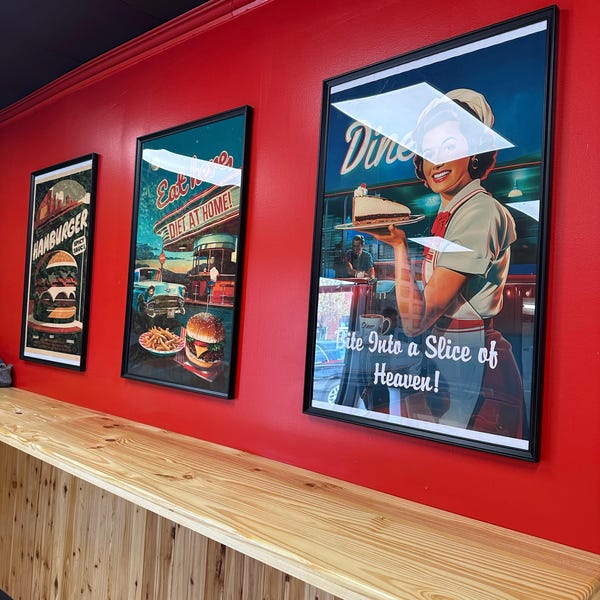 Retro Diner Wall Art, 1950s Printable Poster, Vintage Kitchen Decor ...