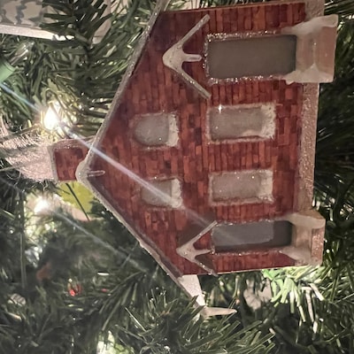Alpine Chalet Paper Glitter House Ornament - Etsy