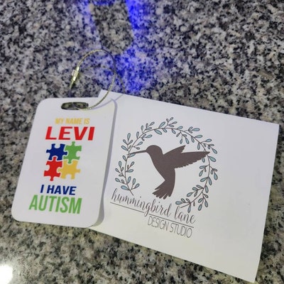 Autism Bag Tag, Autism Alert Tag, Personalized Bag Tag, Autism Hang Tag ...