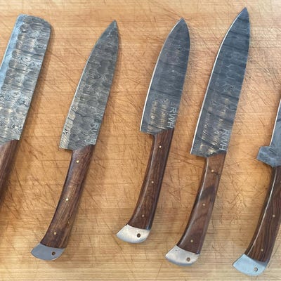 Custom Handmade Damascus Steel 5 Pcs Chef Set, Personalized Chef Set ...