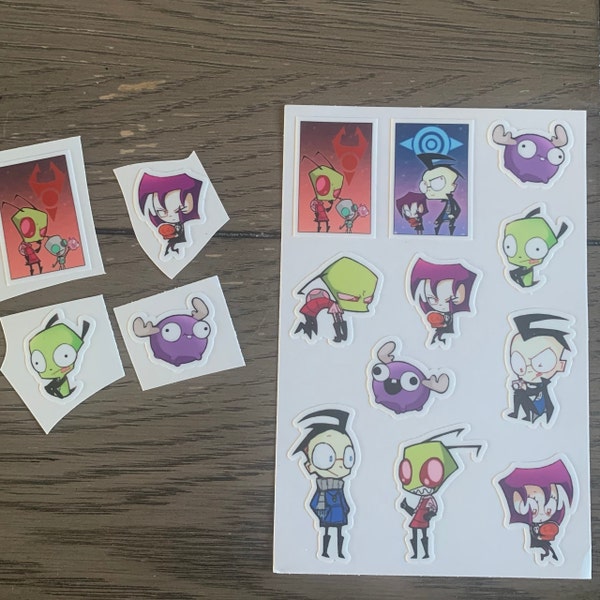 Invader Zim Vinyl Sticker Sheet (11 Tiny Stickers) - Zim - Dib - Gaz ...