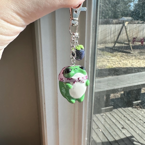 Pumpkin Frog Keychain, Cute Polymer Clay Figurine, Polymer Clay ...