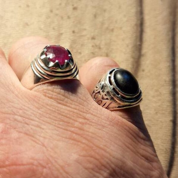 Yemeni Aqeeq Ring Women, Natural Agate Ring Women, 925 Sterling Silver ...