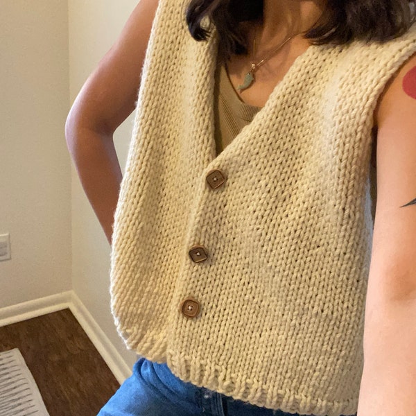 Knitting Pattern | the Beverly | Modern Chunky Oversized Sleeveless V ...
