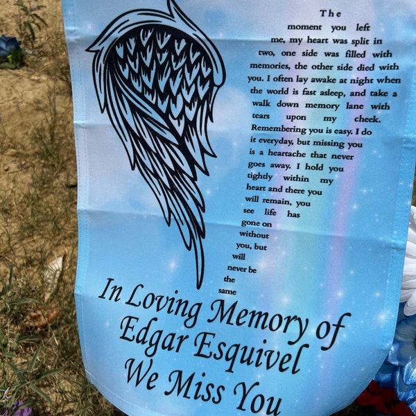 Personalized in Memory Garden Flag, Angel Wing Memorial Flag, Cemetery ...