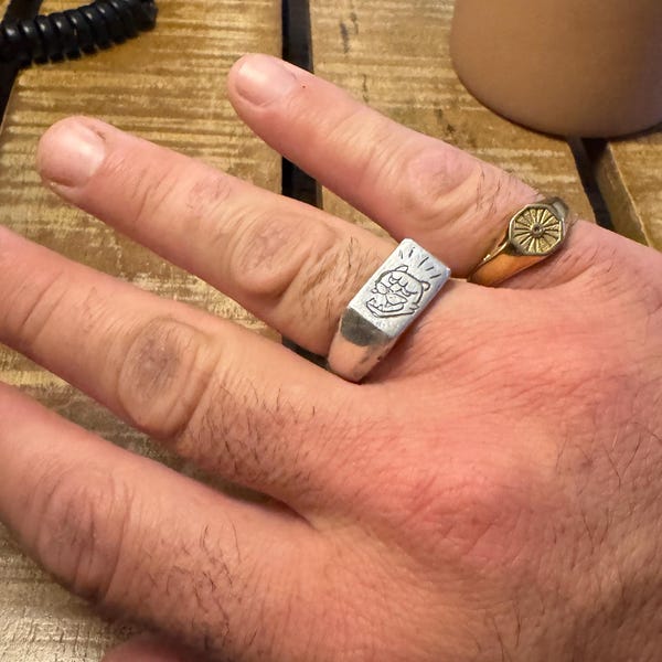 Origami Crane | Heavy Signet Ring | Hand Crafted Small Batch Mens 925 Recycled Silver Ring ...